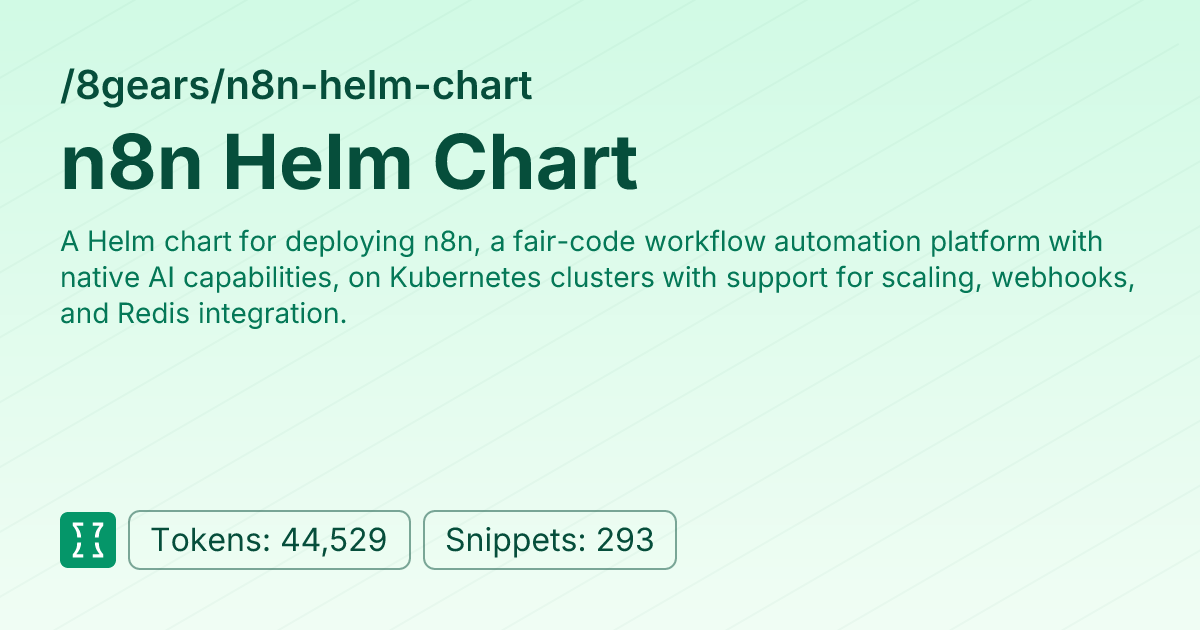 n8n (8gears/n8n-helm-chart) | Context7