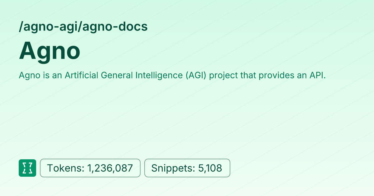 Agno (agno-agi/agno-docs) | Context7