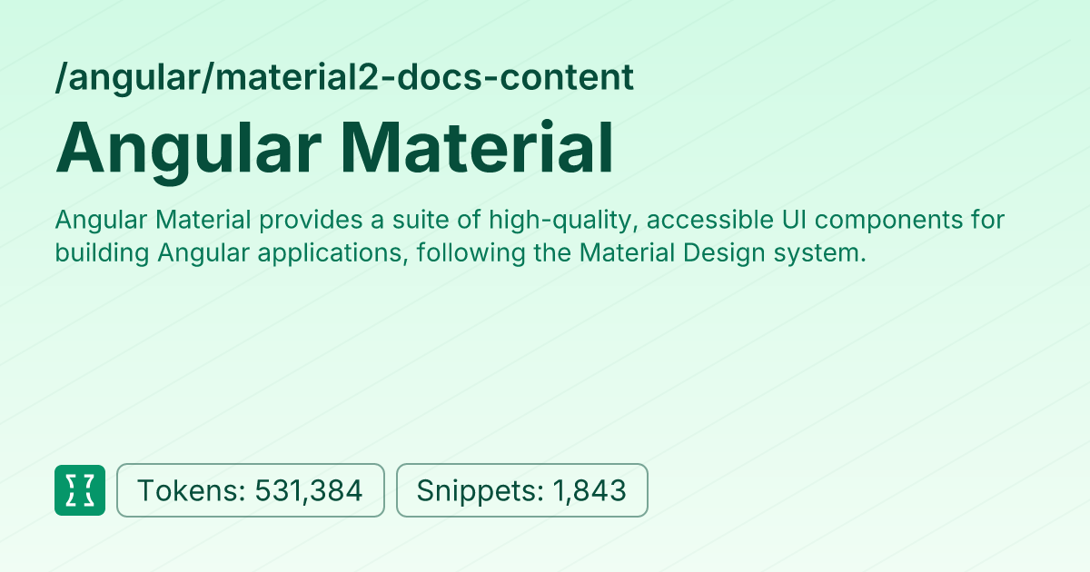 Angular Material (angular/material2-docs-content) | Context7