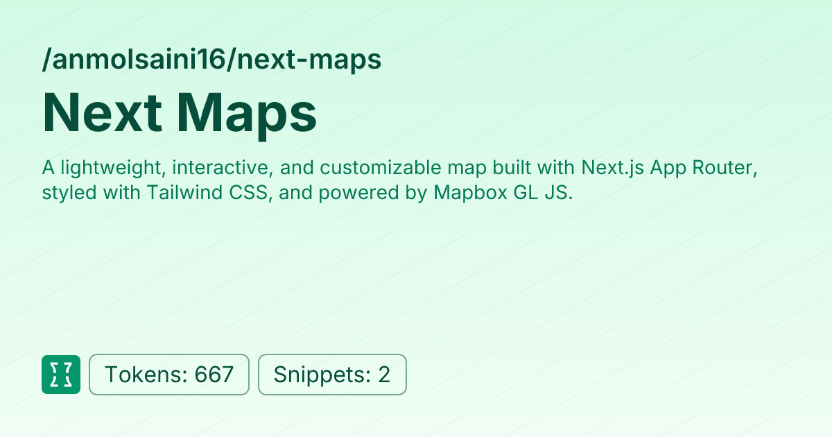 Next Maps (anmolsaini16/next-maps) | Context7