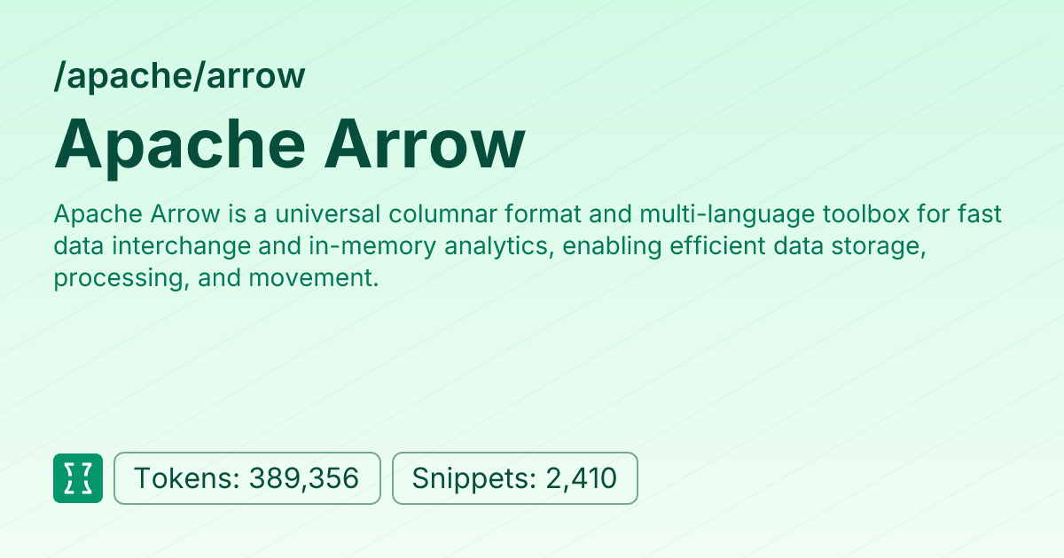 Apache Arrow (apache/arrow) | Context7