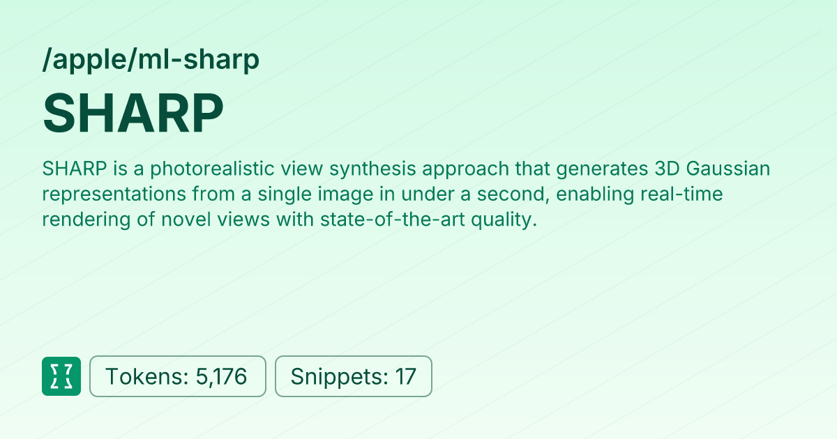 SHARP (apple/ml-sharp) | Context7