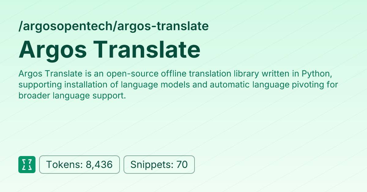 Argos Translate (argosopentech/argos-translate) | Context7