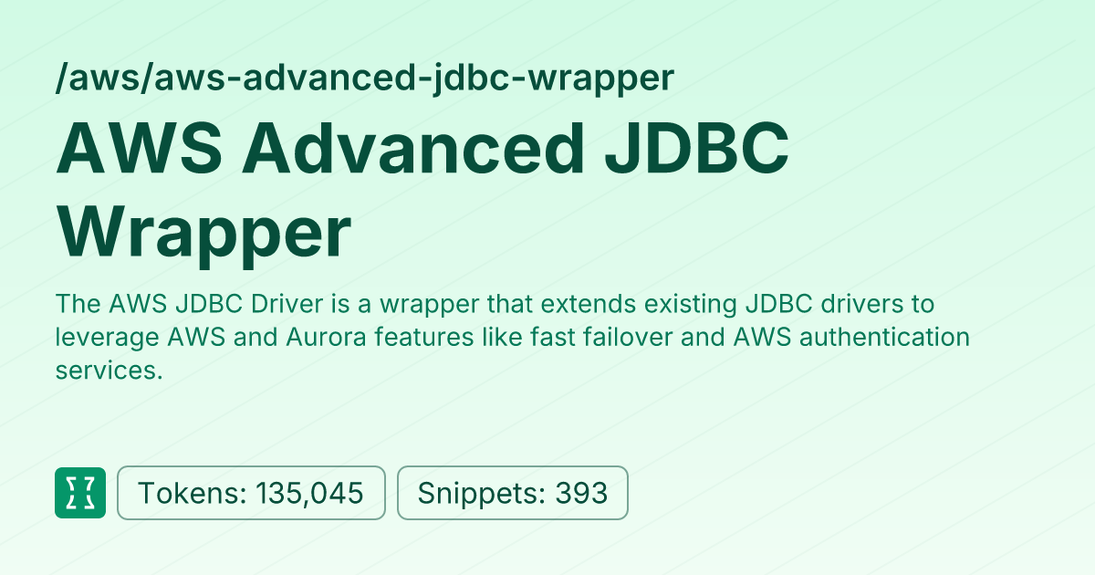 AWS Advanced JDBC Wrapper (aws/aws-advanced-jdbc-wrapper) | Context7