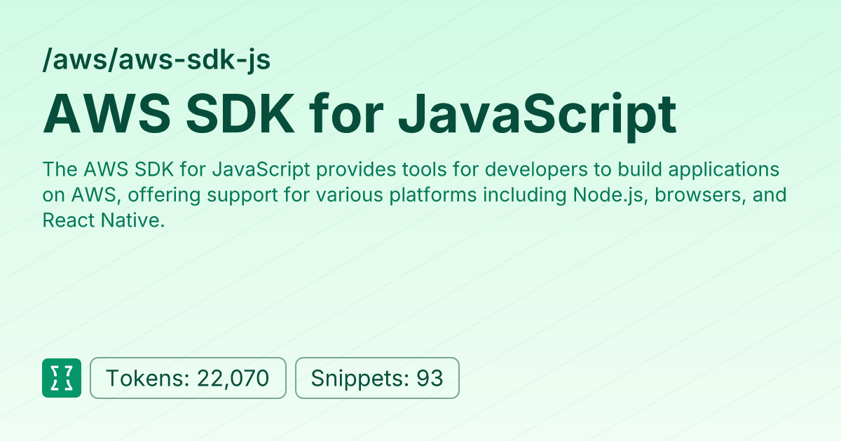 AWS SDK for JavaScript (aws/aws-sdk-js) | Context7