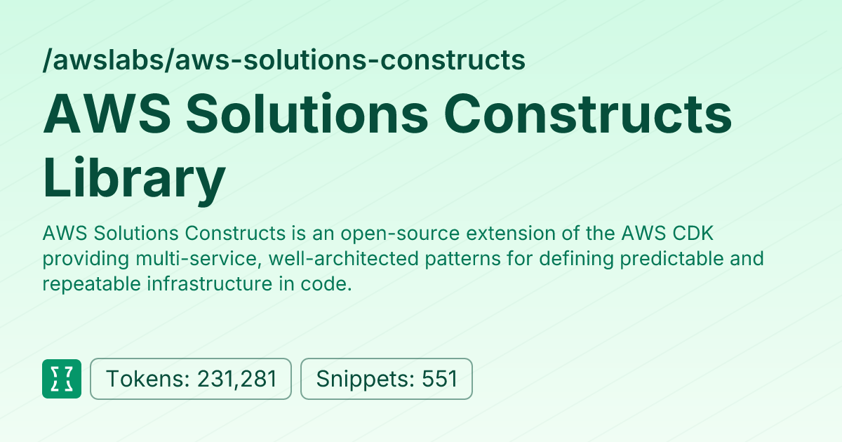 AWS Solutions Constructs Library (awslabs/aws-solutions-constructs ...
