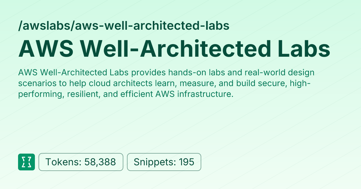 AWS Well-Architected Labs (awslabs/aws-well-architected-labs) | Context7