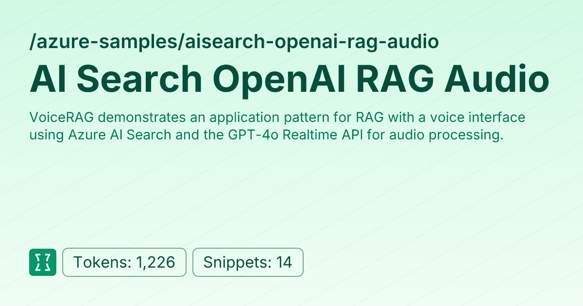 AI Search OpenAI RAG Audio (azure-samples/aisearch-openai-rag-audio ...