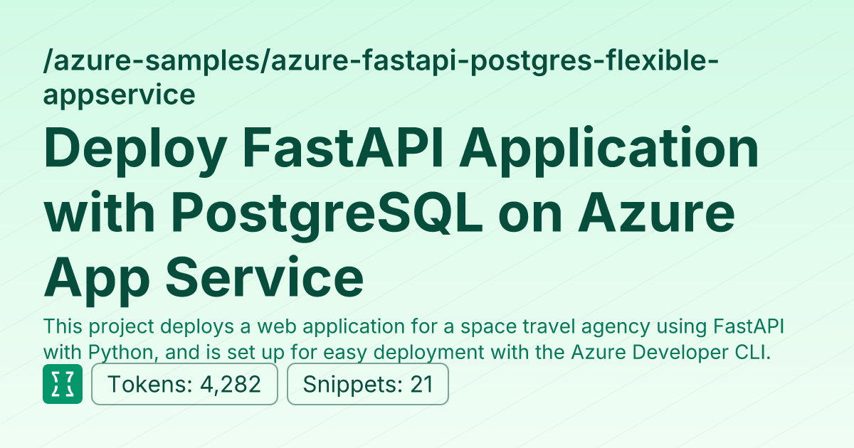Deploy FastAPI Application with PostgreSQL on Azure App Service (azure-samples/azure-fastapi ...