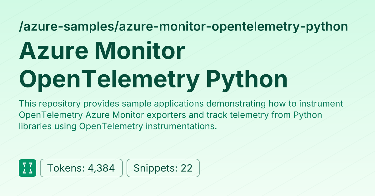 Azure Monitor OpenTelemetry Python (azure-samples/azure-monitor-opentelemetry-python) | Context7