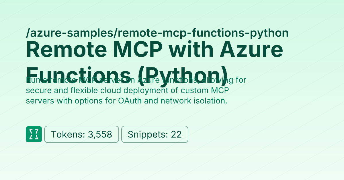 Remote MCP with Azure Functions (Python) (azure-samples/remote-mcp ...