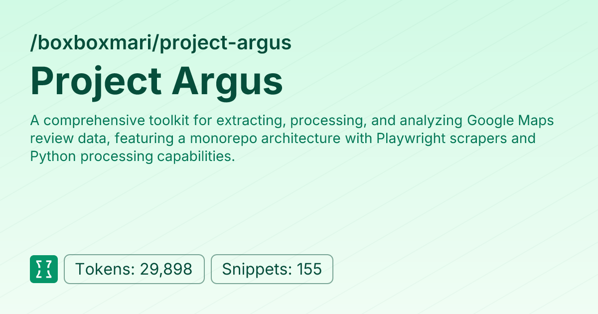 Project Argus (boxboxmari/project-argus) | Context7