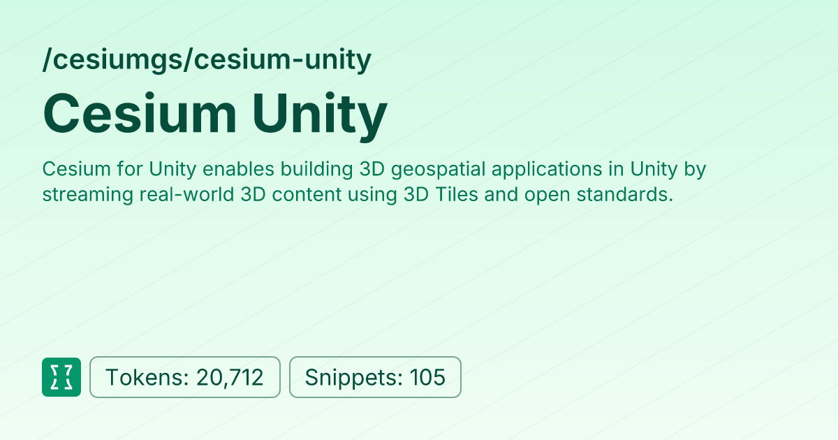 Cesium Unity (cesiumgs/cesium-unity) | Context7