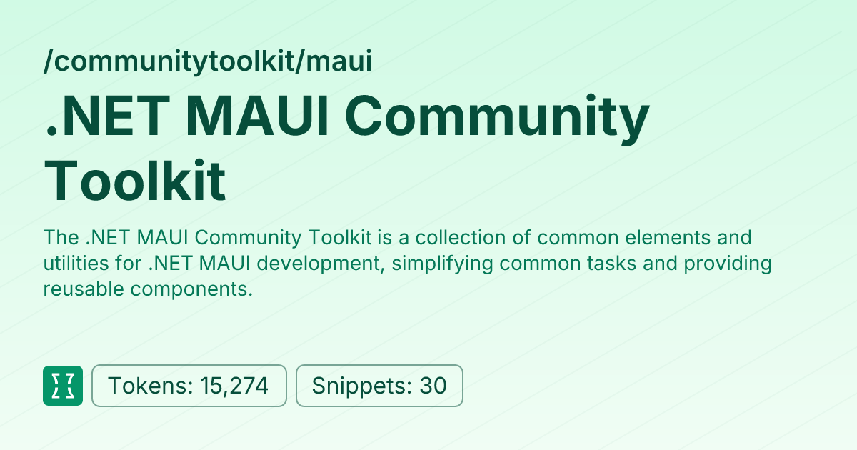 .NET MAUI Community Toolkit (communitytoolkit/maui) | Context7