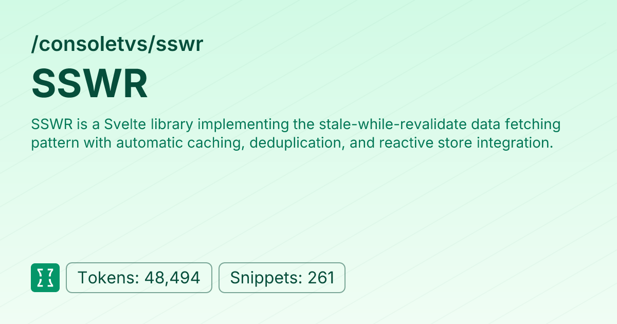 SSWR (consoletvs/sswr) | Context7