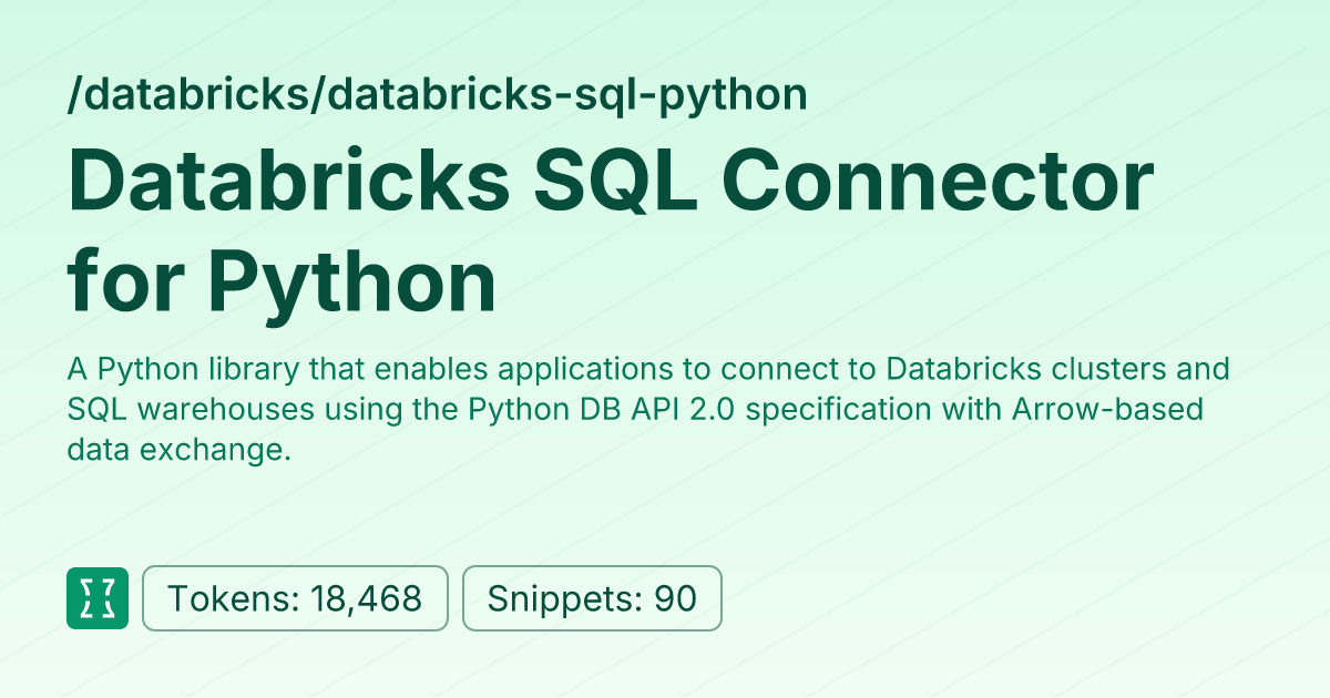 Databricks SQL Connector for Python (databricks/databricks-sql-python ...