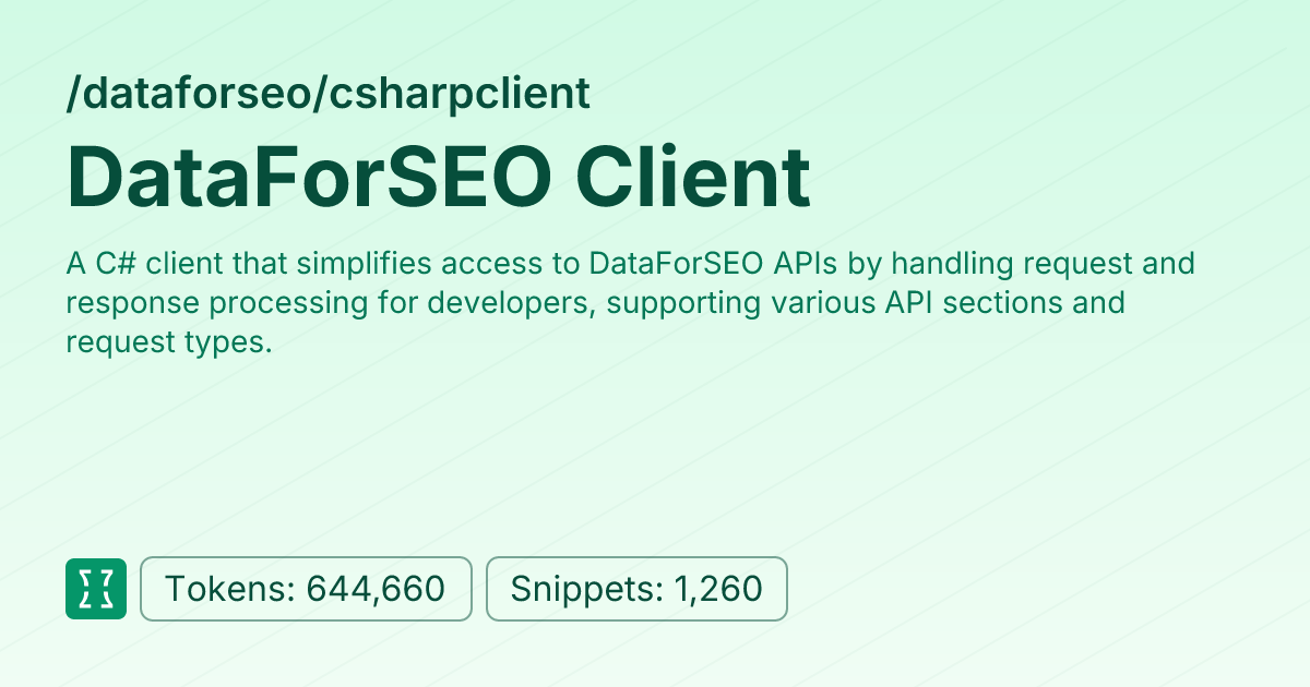 DataForSEO Client (dataforseo/csharpclient) | Context7