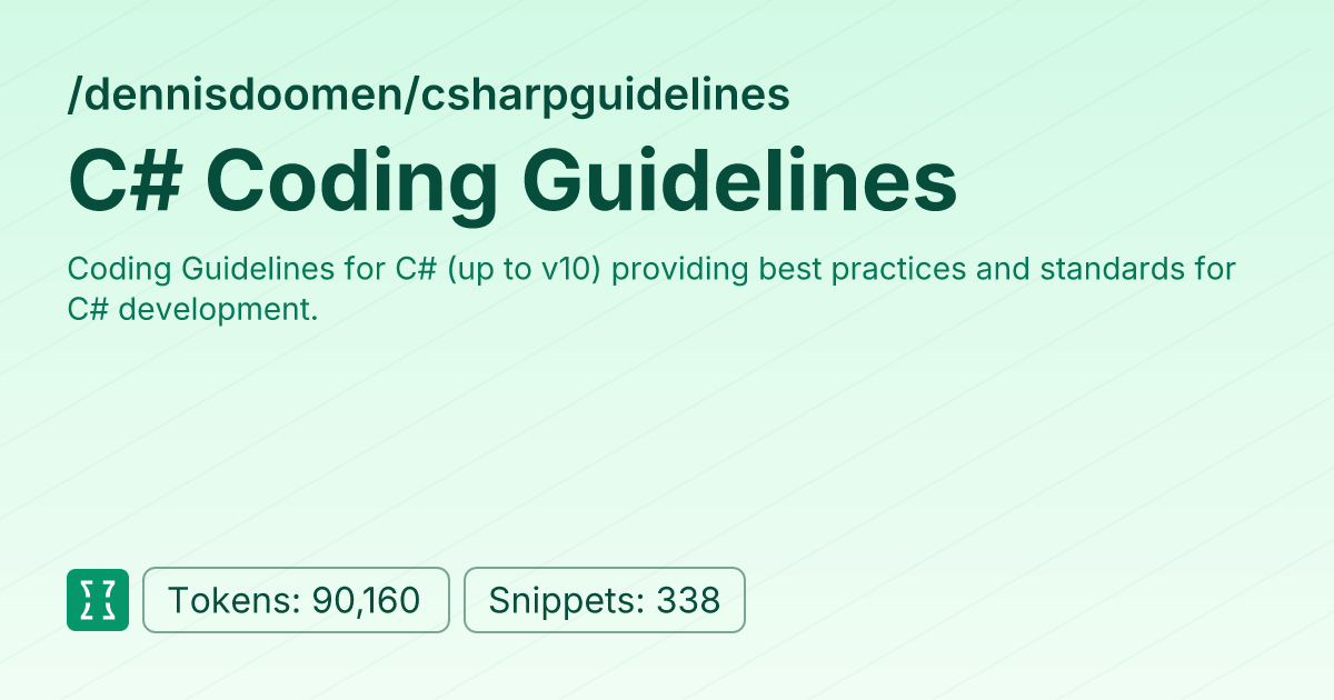 C# Coding Guidelines (dennisdoomen/csharpguidelines) | Context7