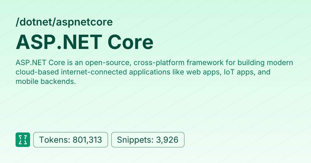 ASP.NET Core Latest Documentation | Context7 | Context7
