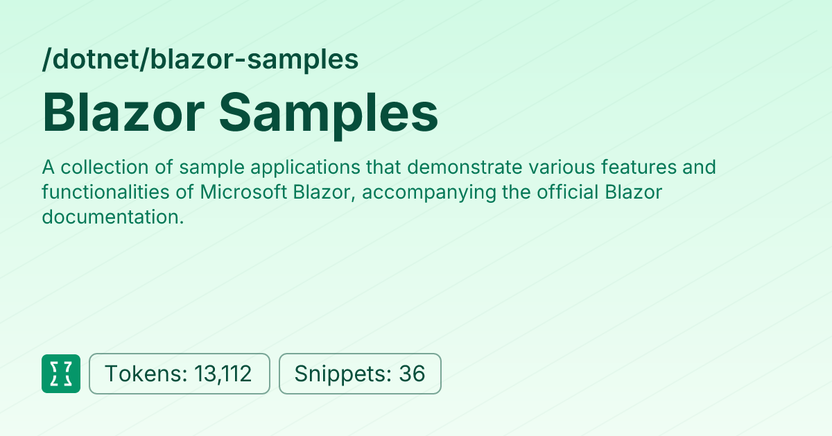 Blazor Samples (dotnet/blazor-samples) | Context7