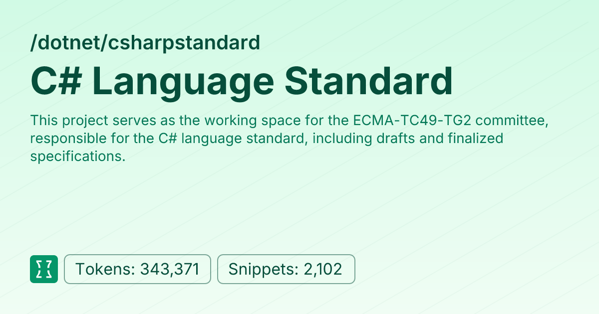 C# Language Standard (dotnet/csharpstandard) | Context7