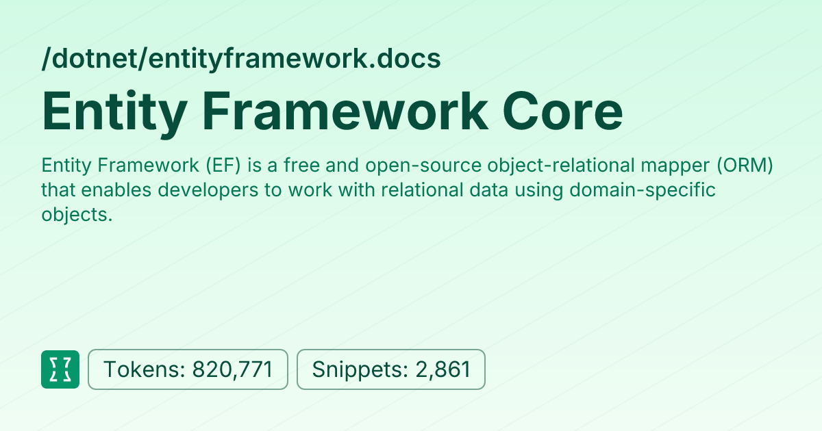 Entity Framework Core (dotnet/entityframework.docs) | Context7