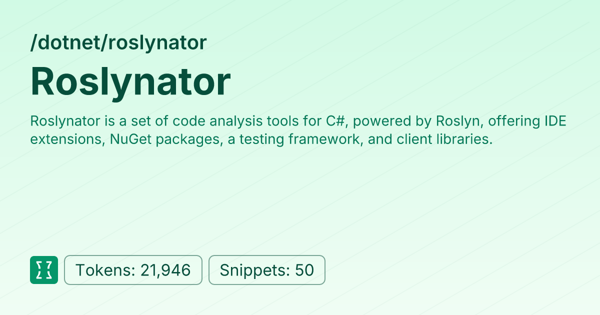 Roslynator (dotnet/roslynator) | Context7