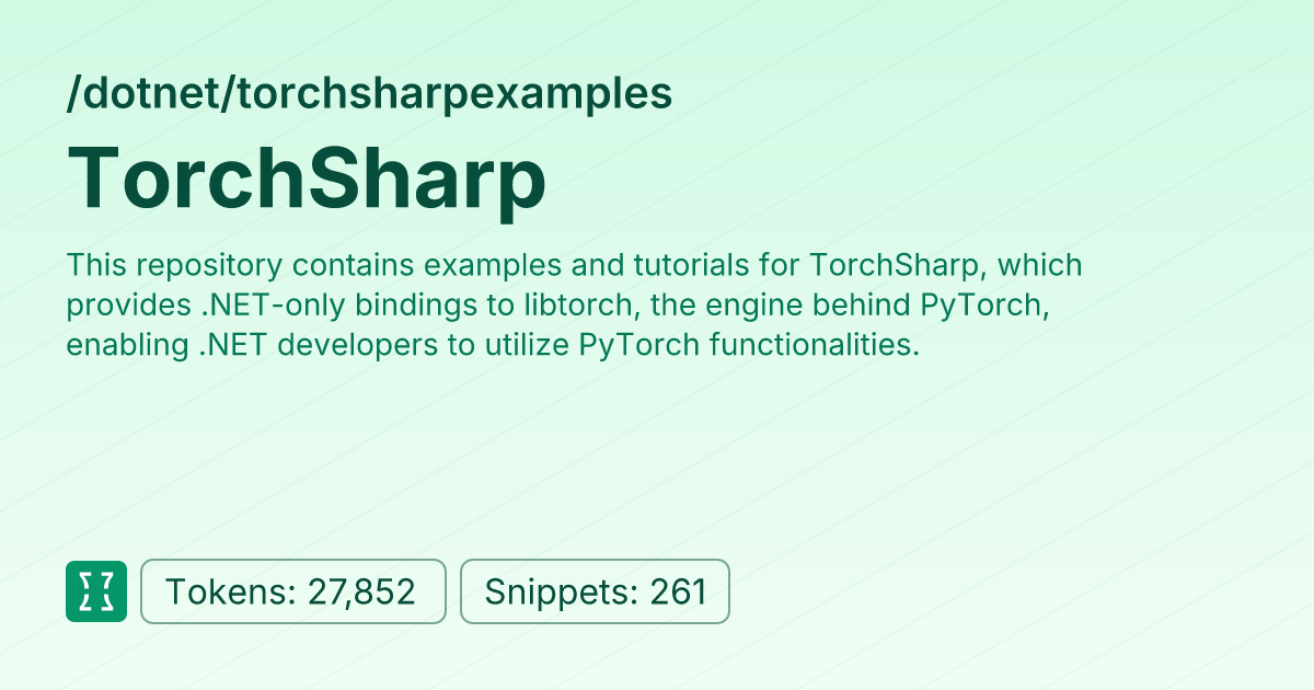 TorchSharp (dotnet/torchsharpexamples) | Context7