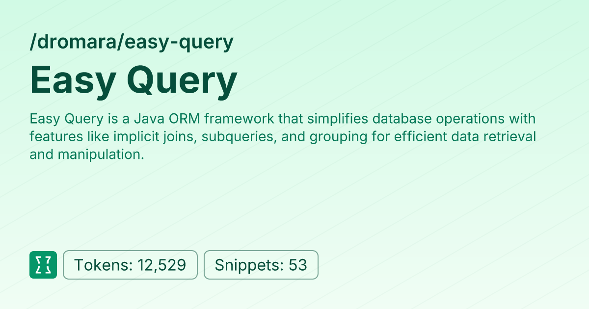 Easy Query (dromara/easy-query) | Context7