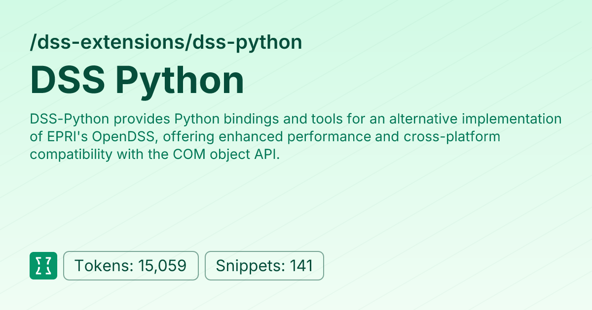 DSS Python (dss-extensions/dss-python) | Context7