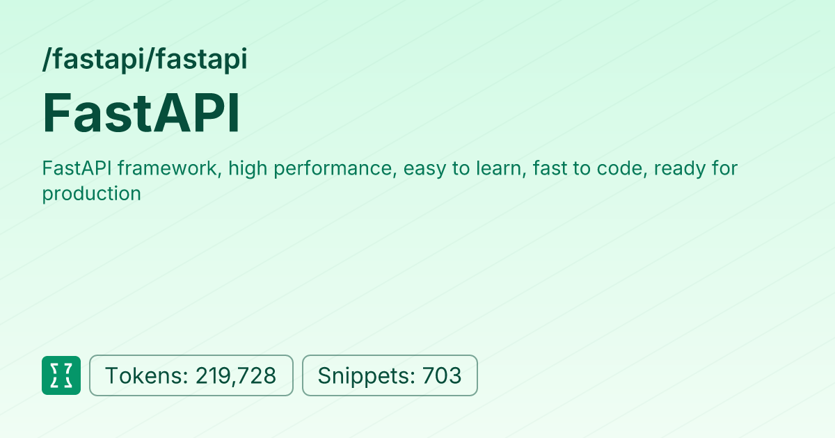FastAPI (fastapi/fastapi) | Context7