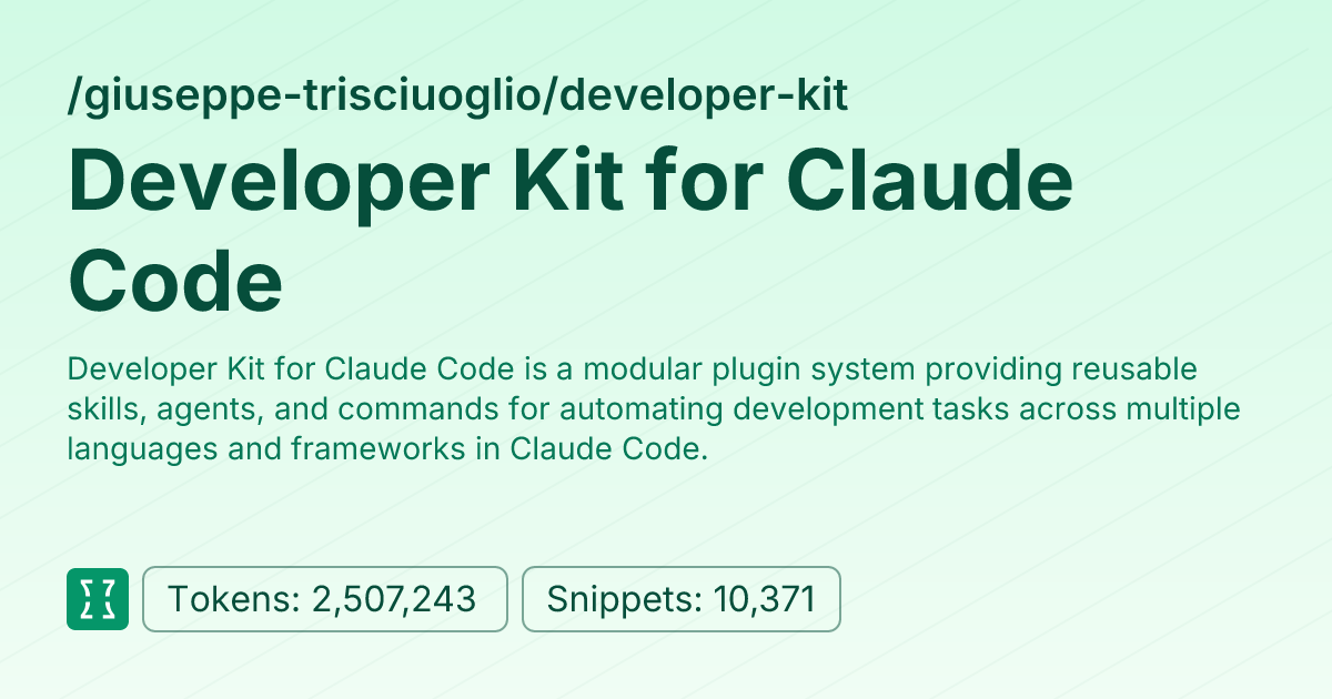 Developer Kit for Claude Code (giuseppe-trisciuoglio/developer-kit ...