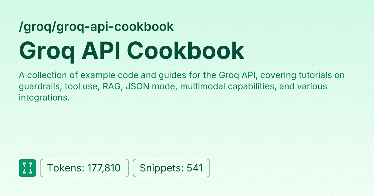 Groq API Cookbook (groq/groq-api-cookbook) | Context7