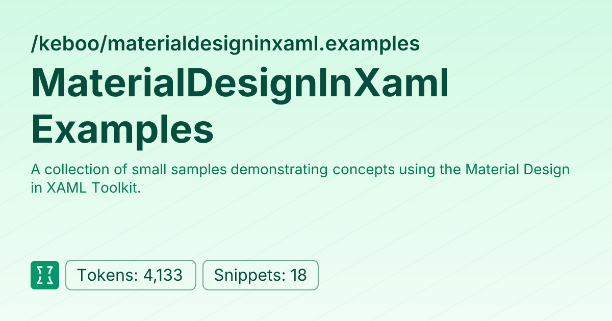 MaterialDesignInXaml Examples (keboo/materialdesigninxaml.examples ...