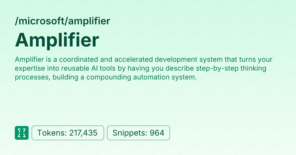 Amplifier (microsoft/amplifier) | Context7