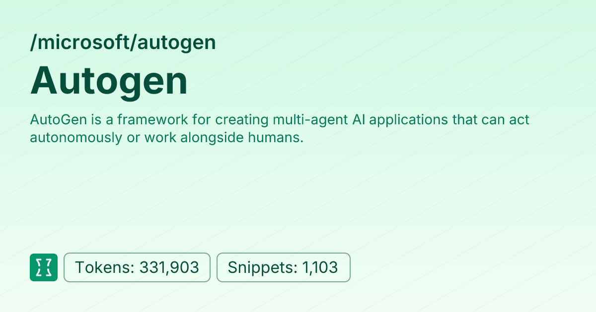 Autogen (microsoft/autogen) | Context7