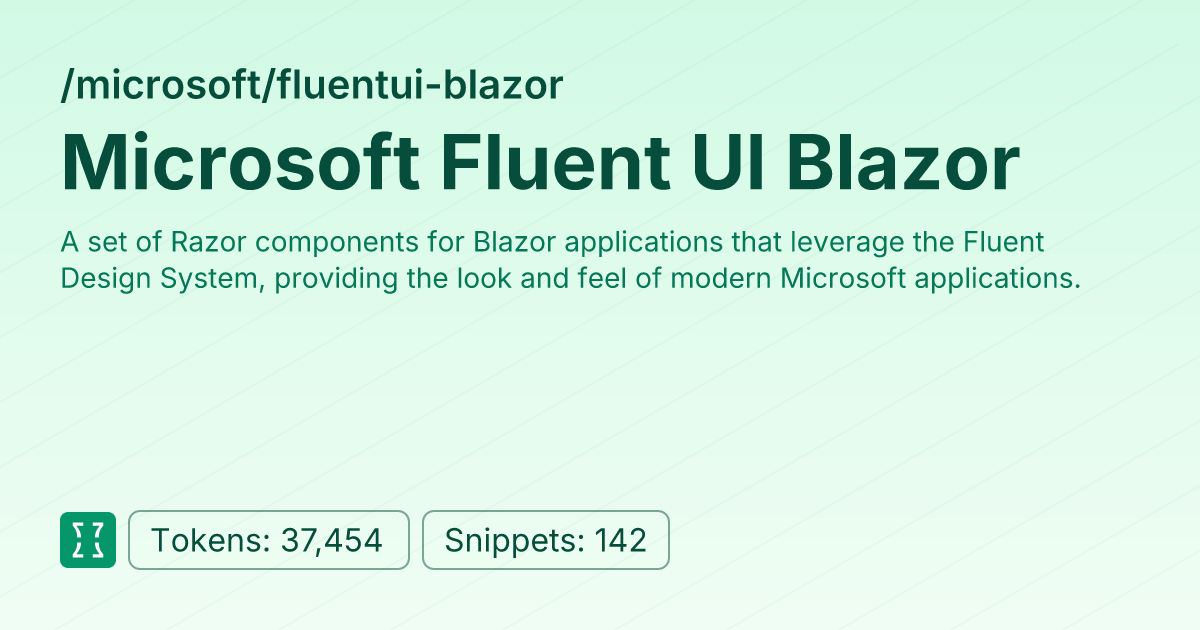 Admin - microsoft/fluentui-blazor | Context7 | Context7
