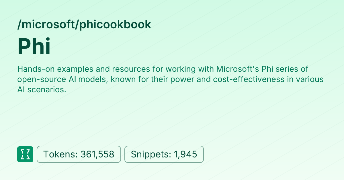 Phi (microsoft/phicookbook) | Context7