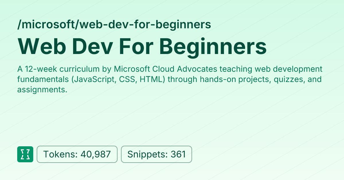 Web Dev For Beginners (microsoft/web-dev-for-beginners) | Context7