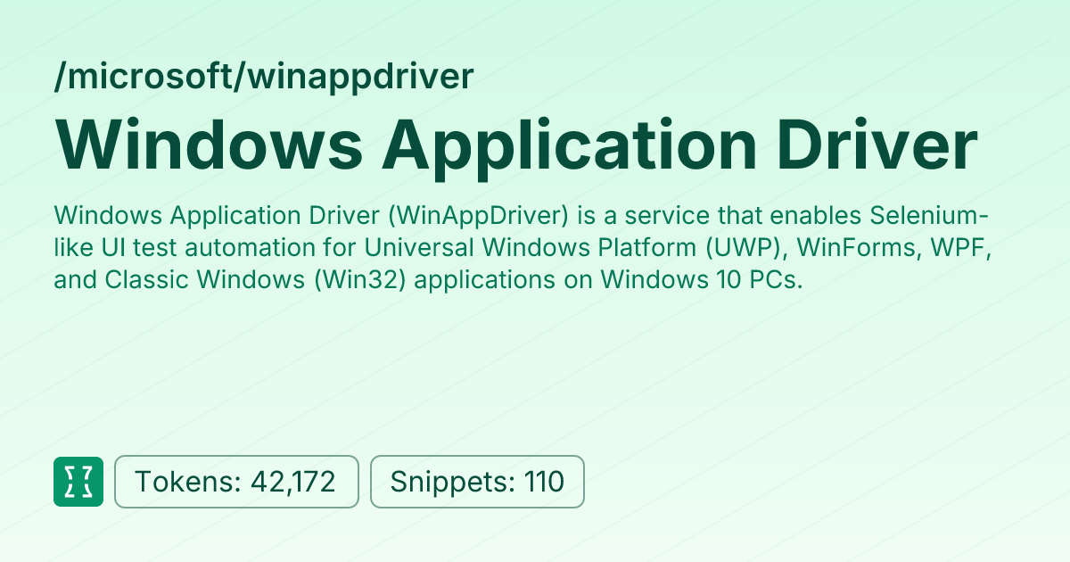 Admin - microsoft/winappdriver | Context7 | Context7