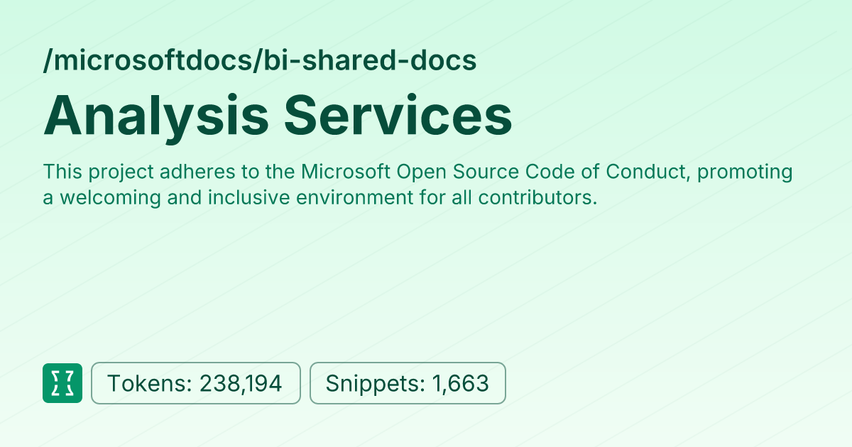 Analysis Services (microsoftdocs/bi-shared-docs) | Context7