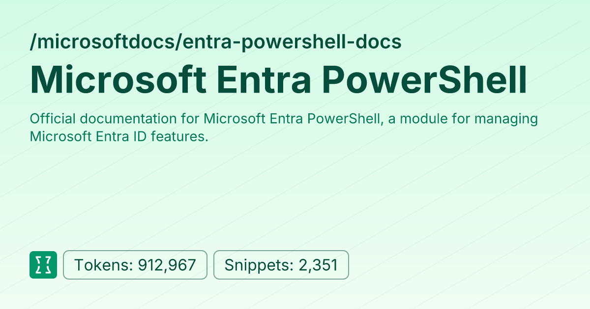 Microsoft Entra PowerShell (microsoftdocs/entra-powershell-docs) | Context7