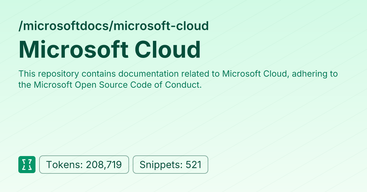 Microsoft Cloud (microsoftdocs/microsoft-cloud) | Context7