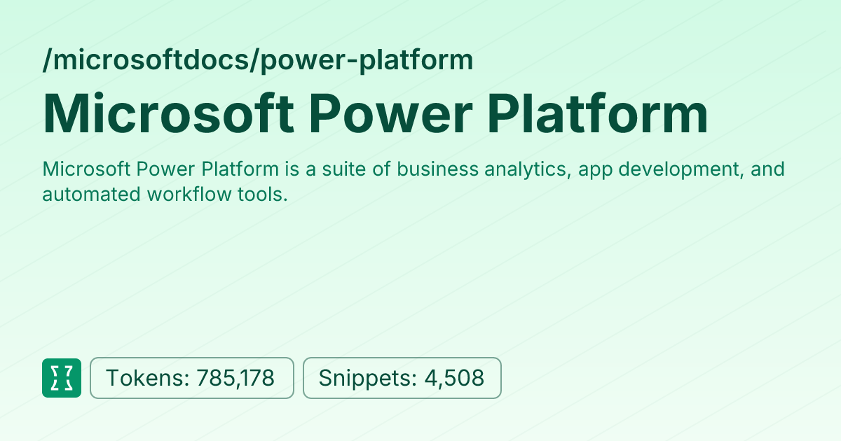Microsoft Power Platform (microsoftdocs/power-platform) | Context7