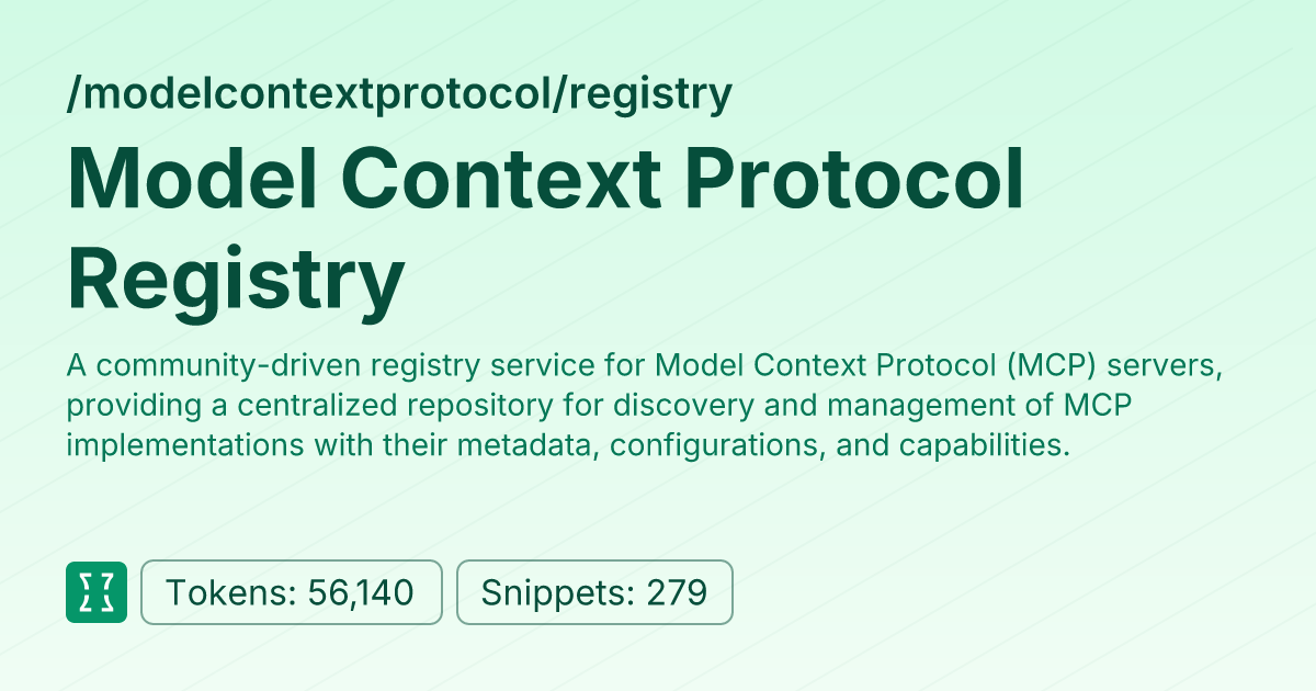 Model Context Protocol Registry (modelcontextprotocol/registry) | Context7