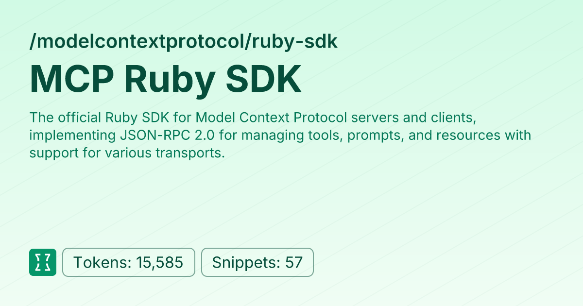 MCP Ruby SDK (modelcontextprotocol/ruby-sdk) | Context7
