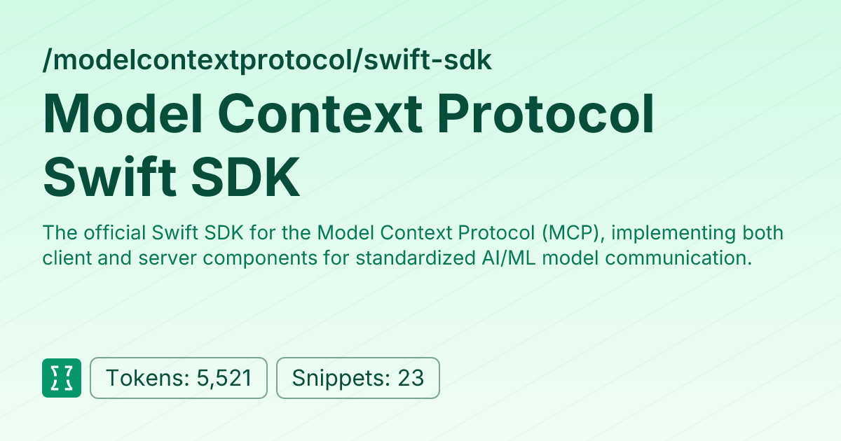 Admin - modelcontextprotocol/swift-sdk | Context7 | Context7