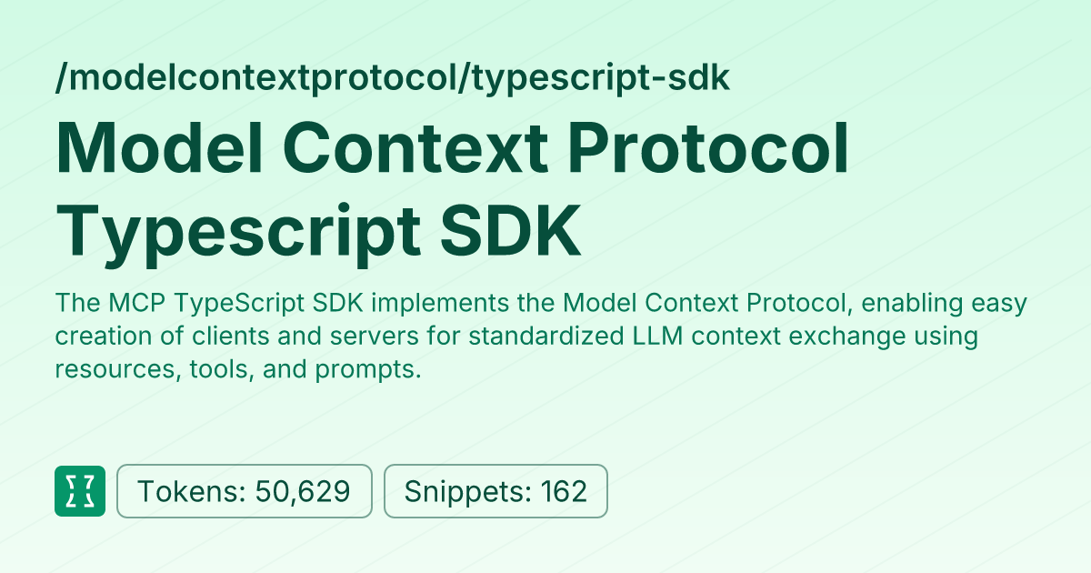 Model Context Protocol Typescript SDK (modelcontextprotocol/typescript-sdk) | Context7