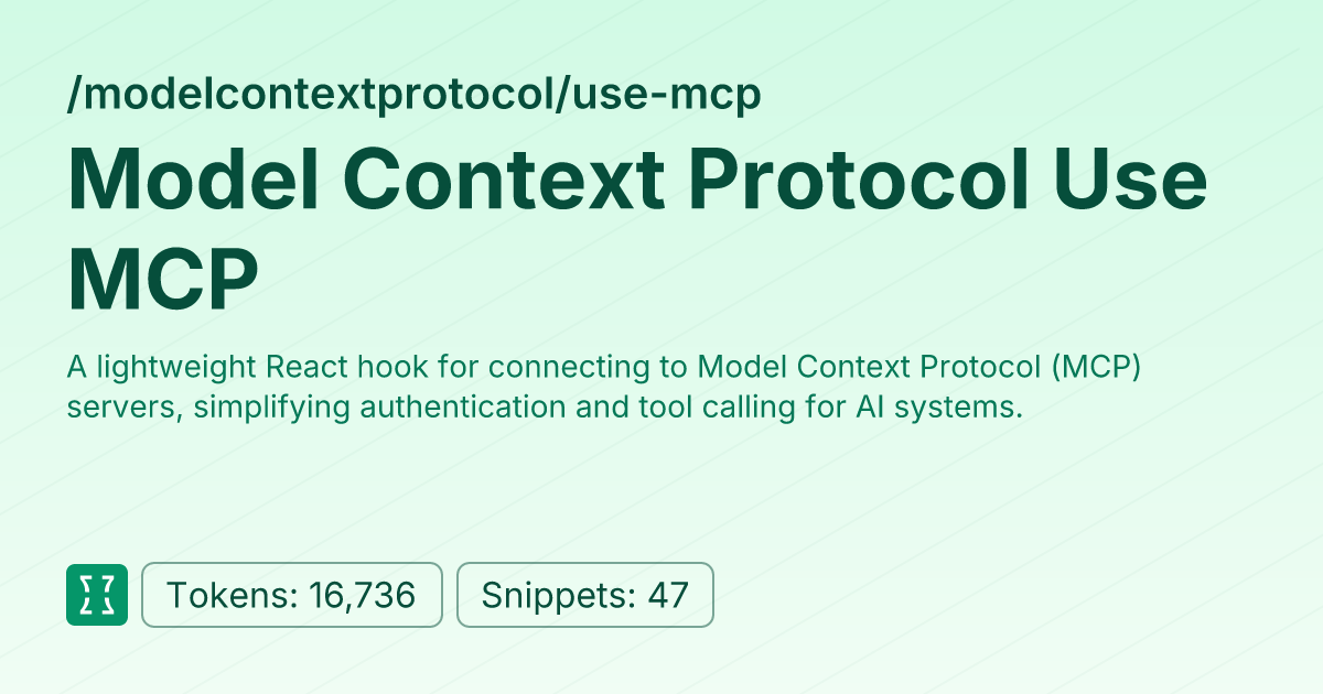 Model Context Protocol Use MCP (modelcontextprotocol/use-mcp) | Context7