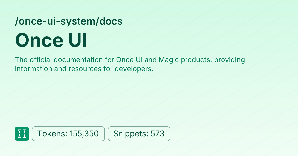 Once Ui Latest Documentation Context7 Context7